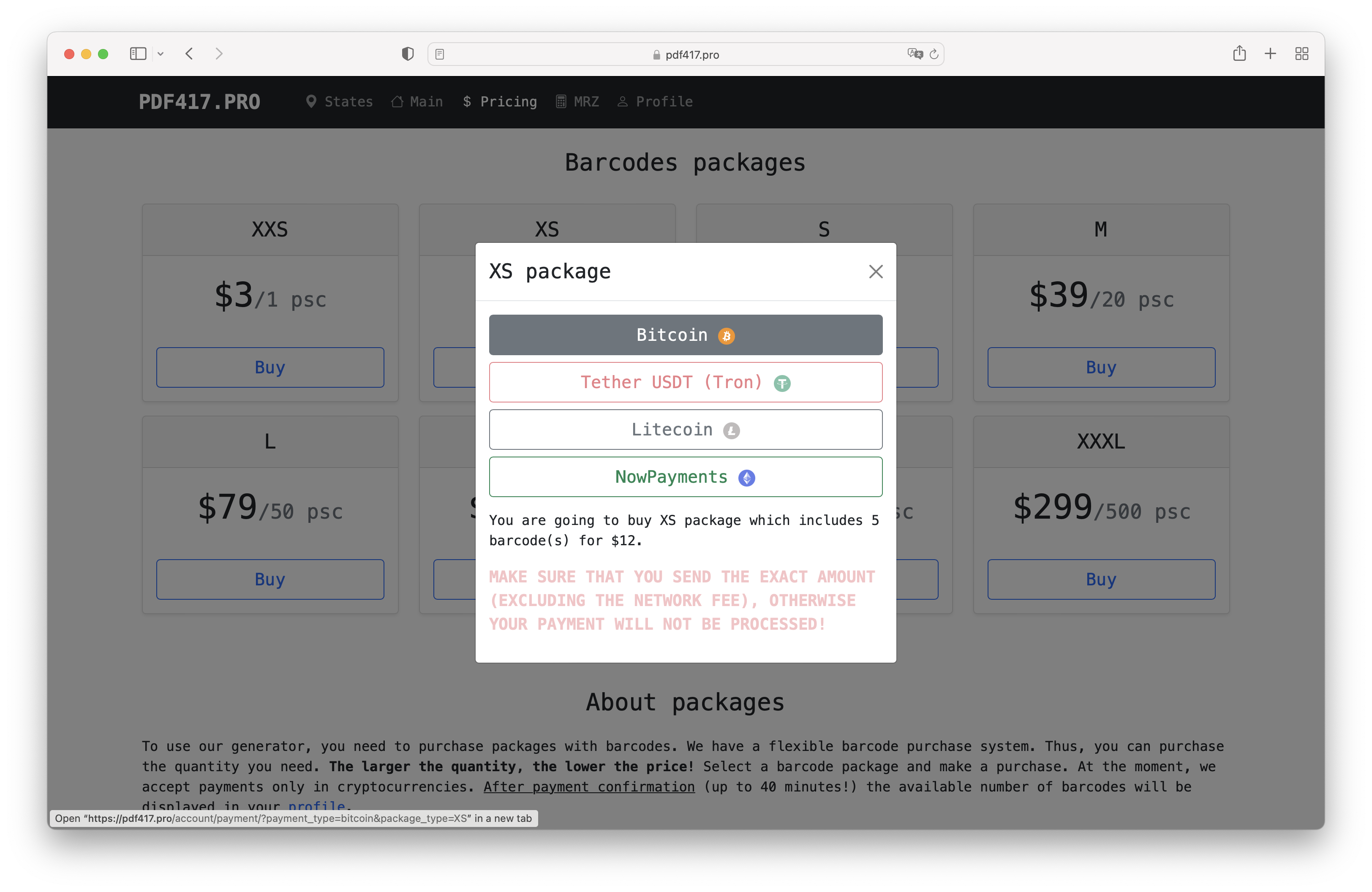 How to purchase barcodes packages? · PDF417.PRO